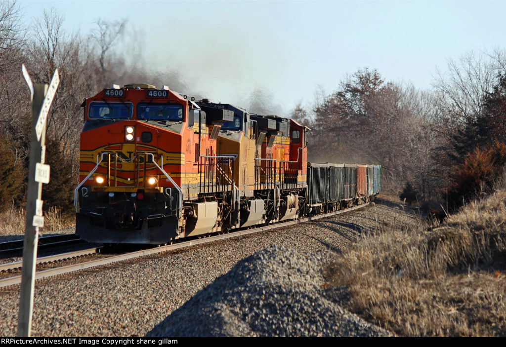 BNSF 4600 Leads a Frac sand train Wb.